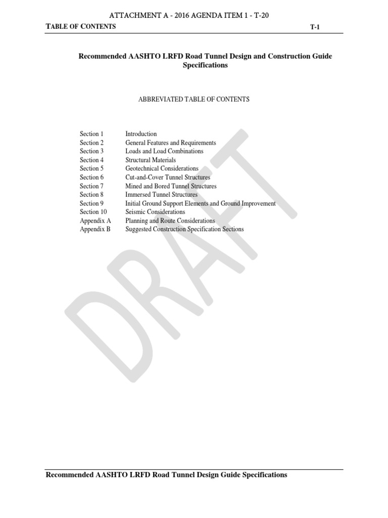 Recommended Aashto LRFD Road Tunnel Design and Ection 1 I Ntroduction 1 ...
