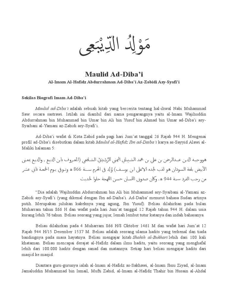Maulid Diba'i Bar | PDF | Seni & Disiplin Bahasa | Kajian Bahasa Asing