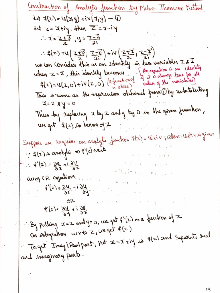 Complex Analysis Lecture Notes-2 (Milne-Thomson Method, Orthogonal ...