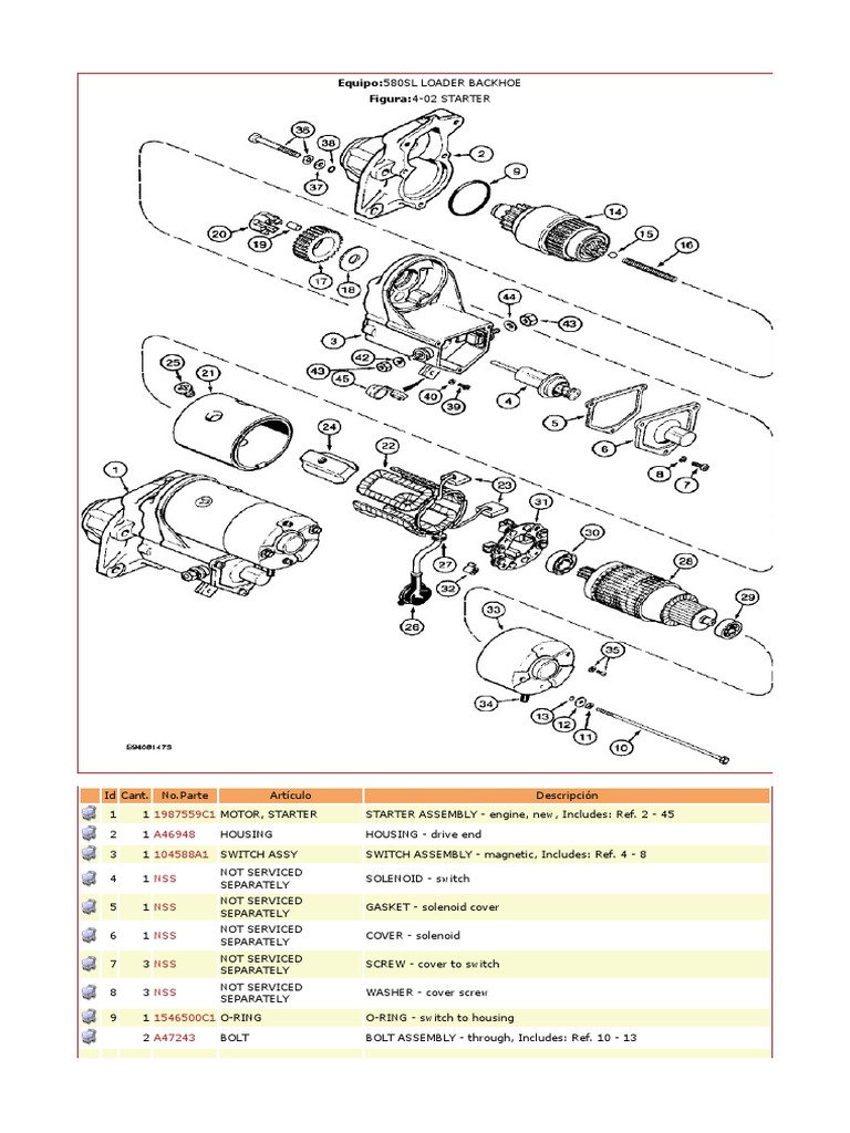 Motor Arranque 580SL Case | PDF | Screw | Washer (Hardware)