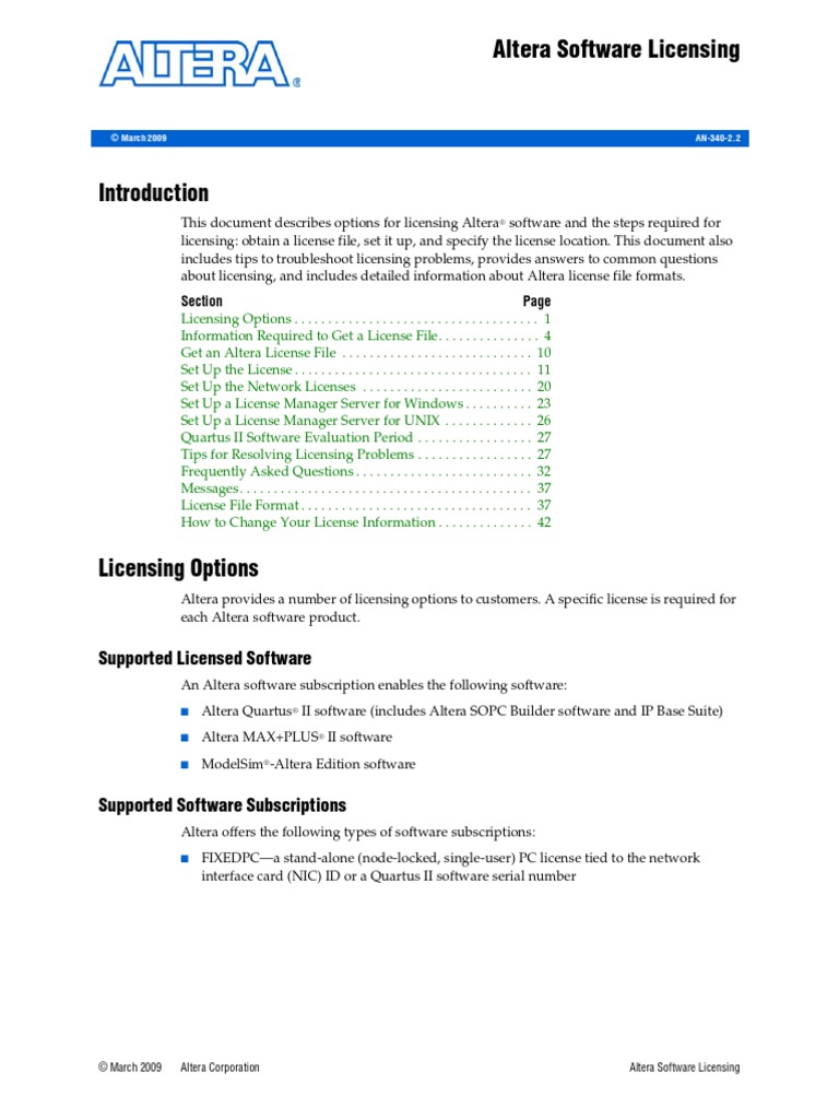 Altera Software Licensing: Section | PDF | Microsoft Windows ...