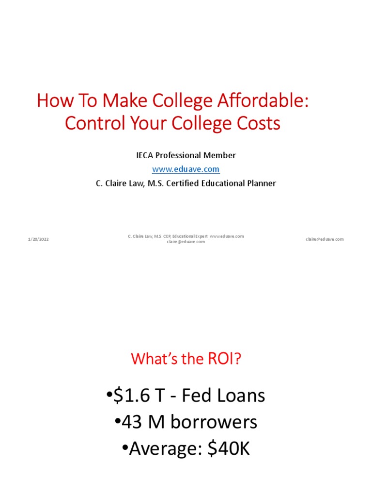 How To Make College Affordable: Control Your College Costs | PDF