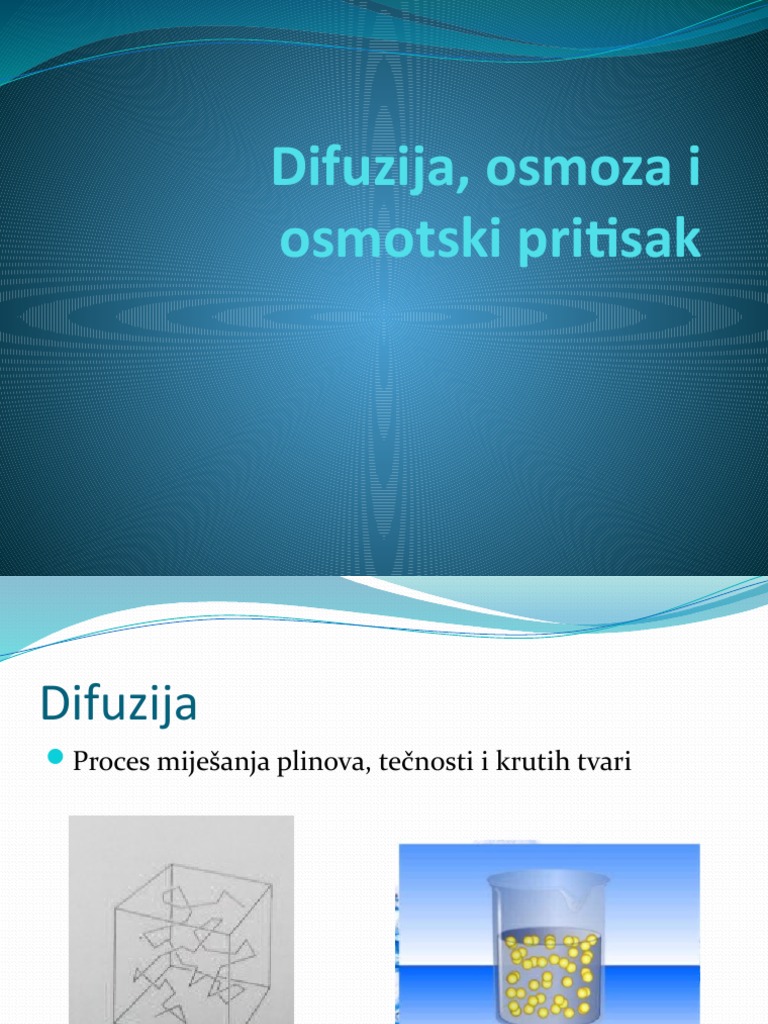 Difuzija, Osmoza I Osmotski Pritisak | PDF