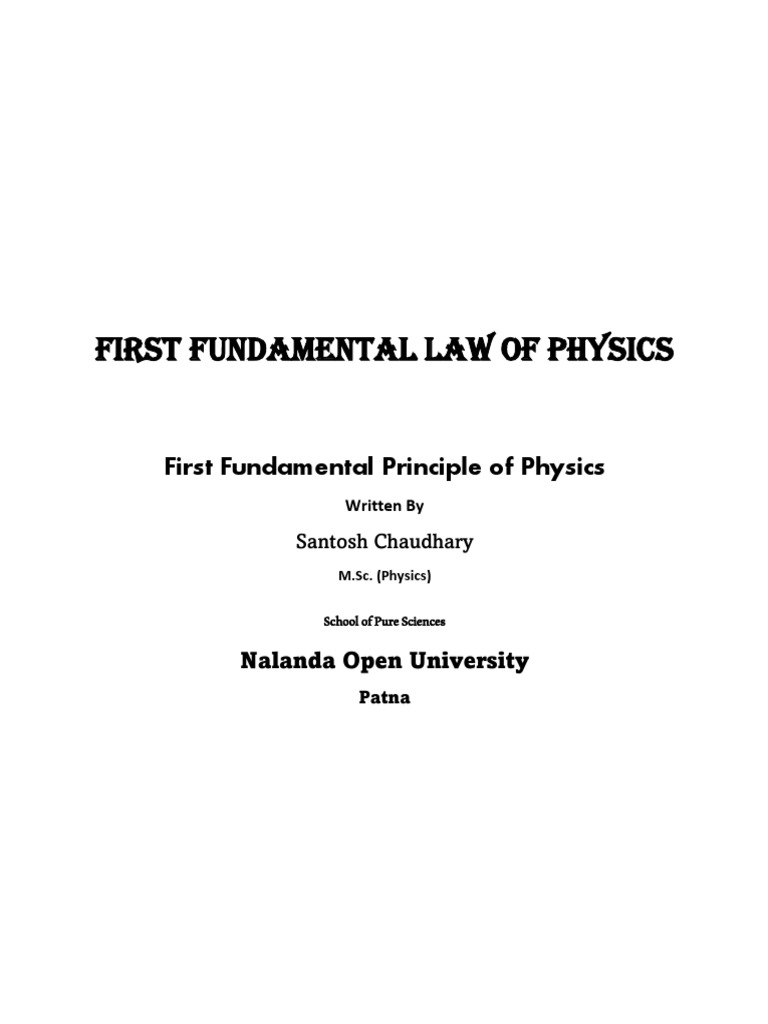 First Fundamental Law of Physics | PDF | Physics | Science
