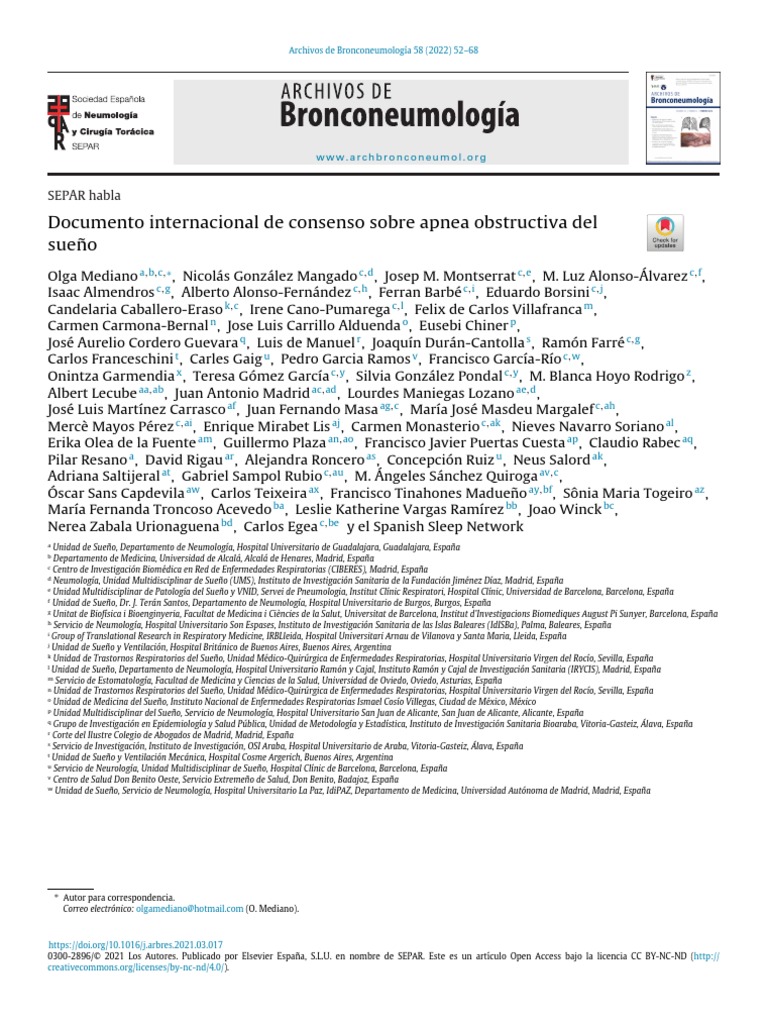 Documento Internacional de Consenso Sobre Apnea Ob - 2022 - Archivos de ...