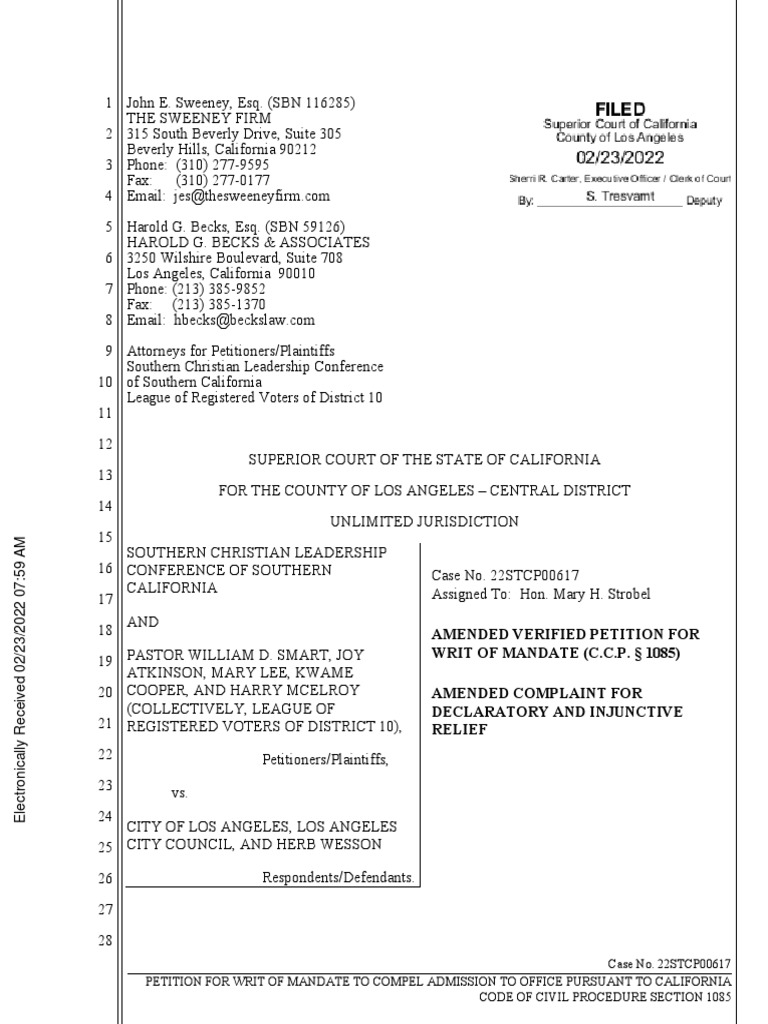 2022.02.23 Amended Verified Petition For Writ of Mandate | PDF ...