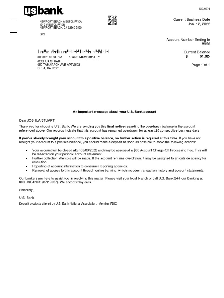 Letter and Notices | PDF | Banks | Overdraft