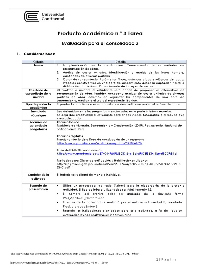 PA03 Tarea Construcci N 1 1 | PDF | Tecnología