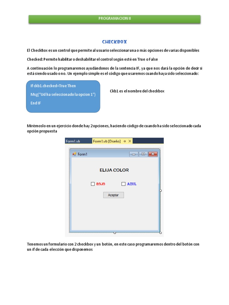 Programacion II - Checkbox | PDF | Computadoras