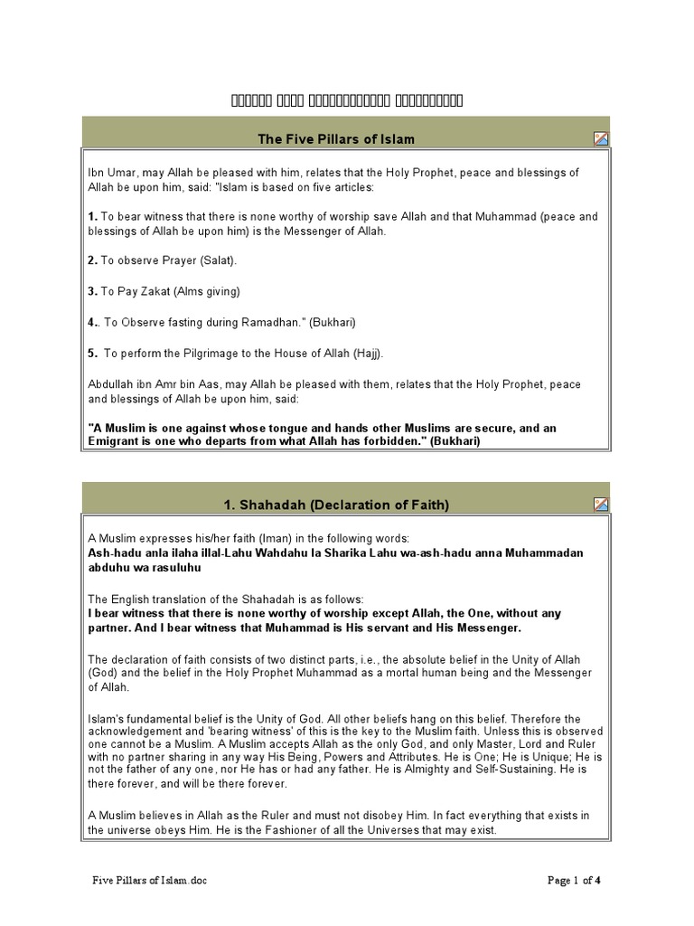 The Five Pillars of Islam | PDF | Hajj | Muhammad