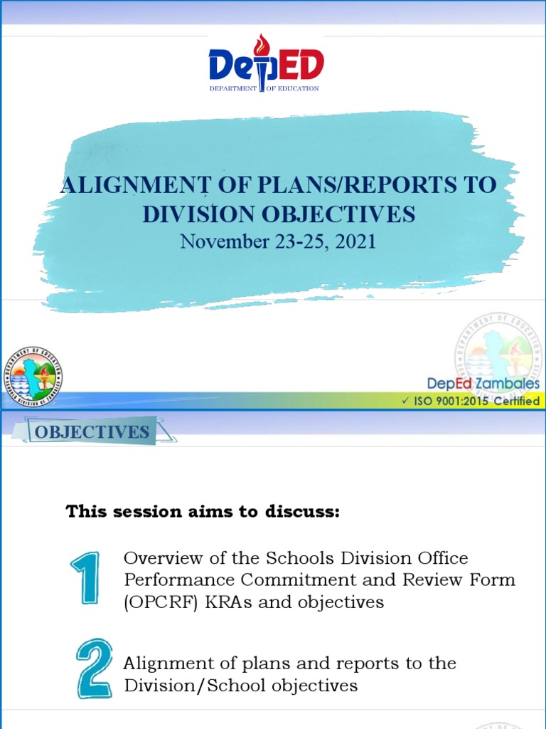 Alignment of Plans and Reports To The Opcrf | PDF | Strategic Planning ...