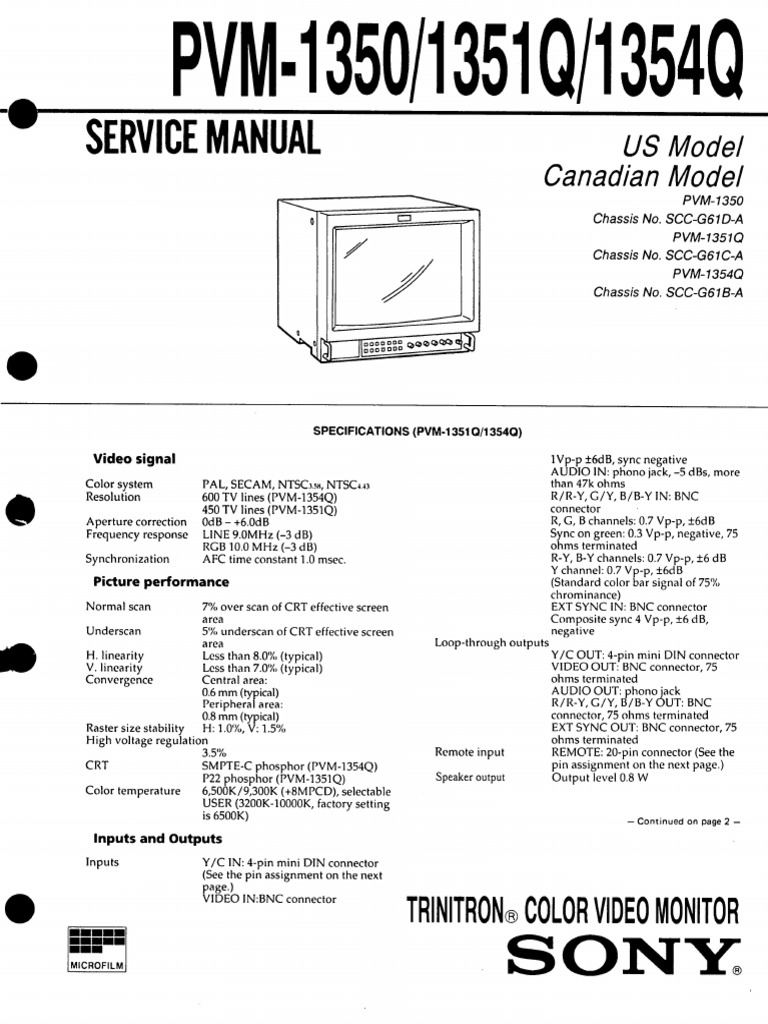 Sony pvm-1350 pvm-1351q pvm-1354q | PDF Sony pvm-1350 pvm-1351q pvm-1354q | PDF