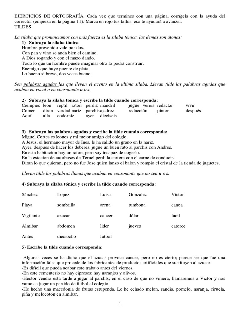 Refuerzo 3 Eso Ortografía Tildes Letras Con Corrector | PDF | Lingüística