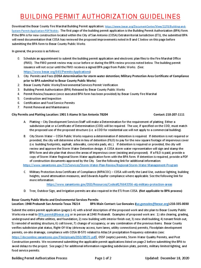 Bexar County Building Permit Process | PDF | Stormwater | Sanitary Sewer