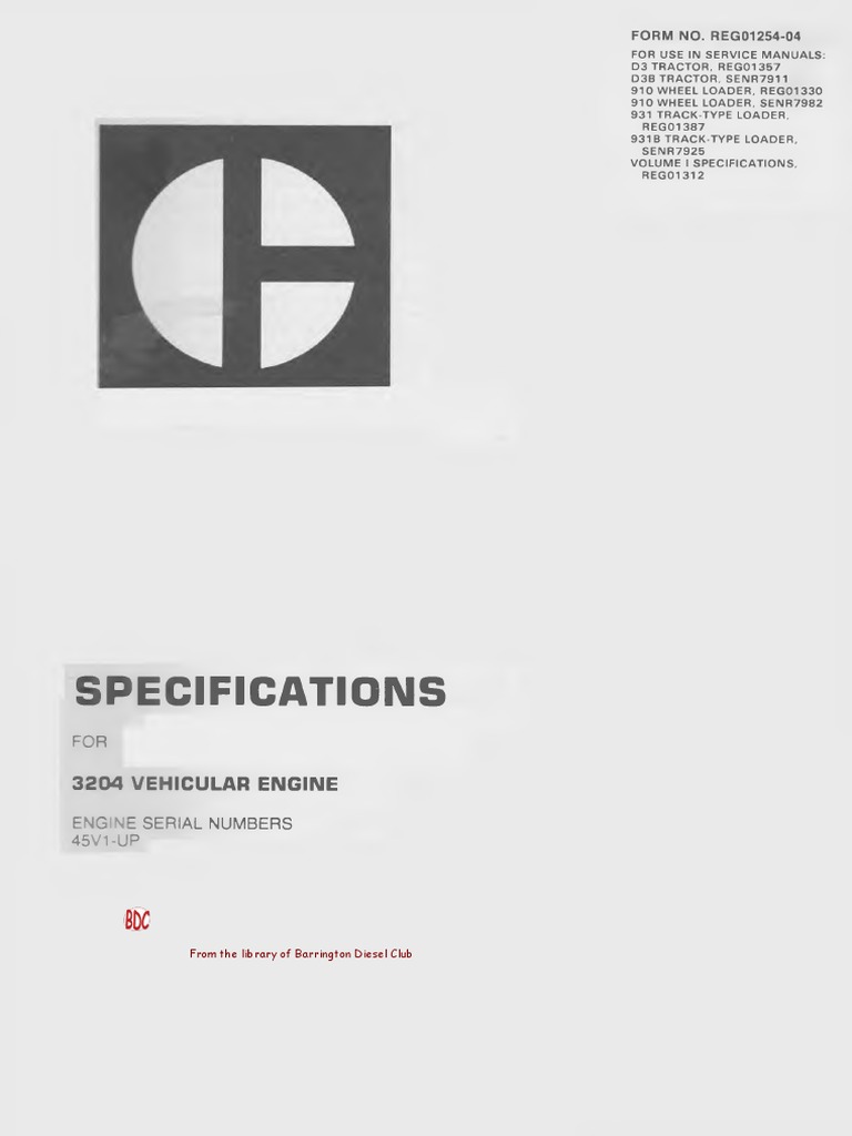 Cat 3204 Specifications Manual Abby | PDF | Engines | Machines
