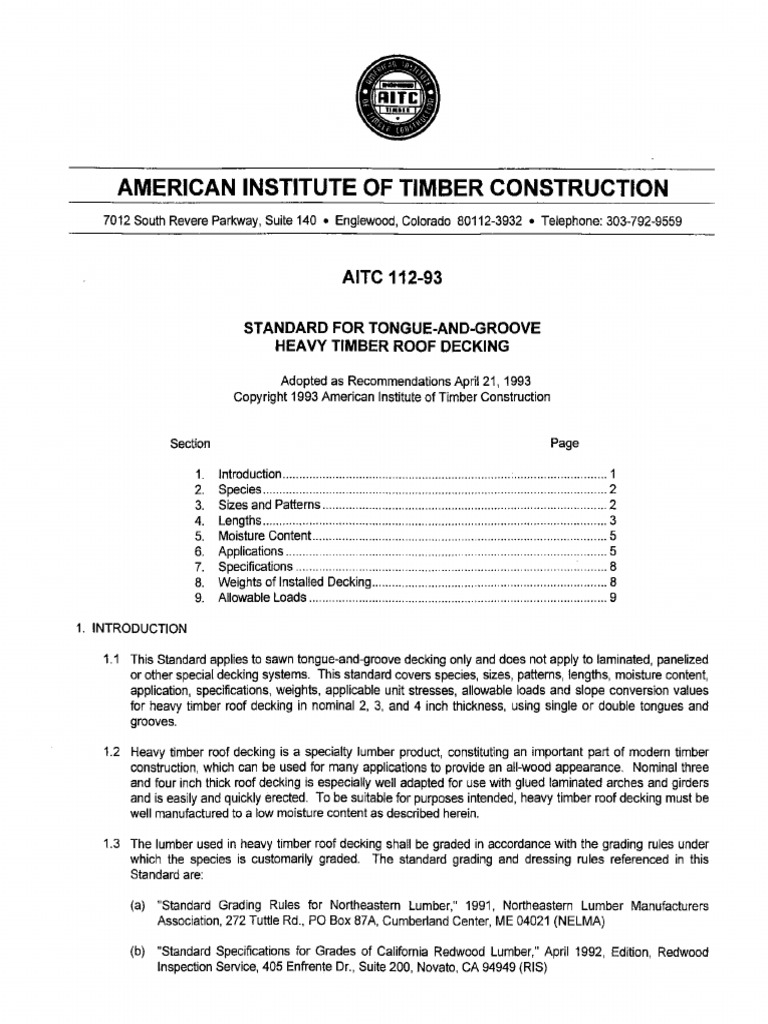 American Institute of Timber Construction: AITC 112-93 | PDF | Lumber ...