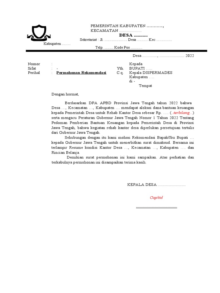 Contoh Format Rehab Kantor Desa | PDF