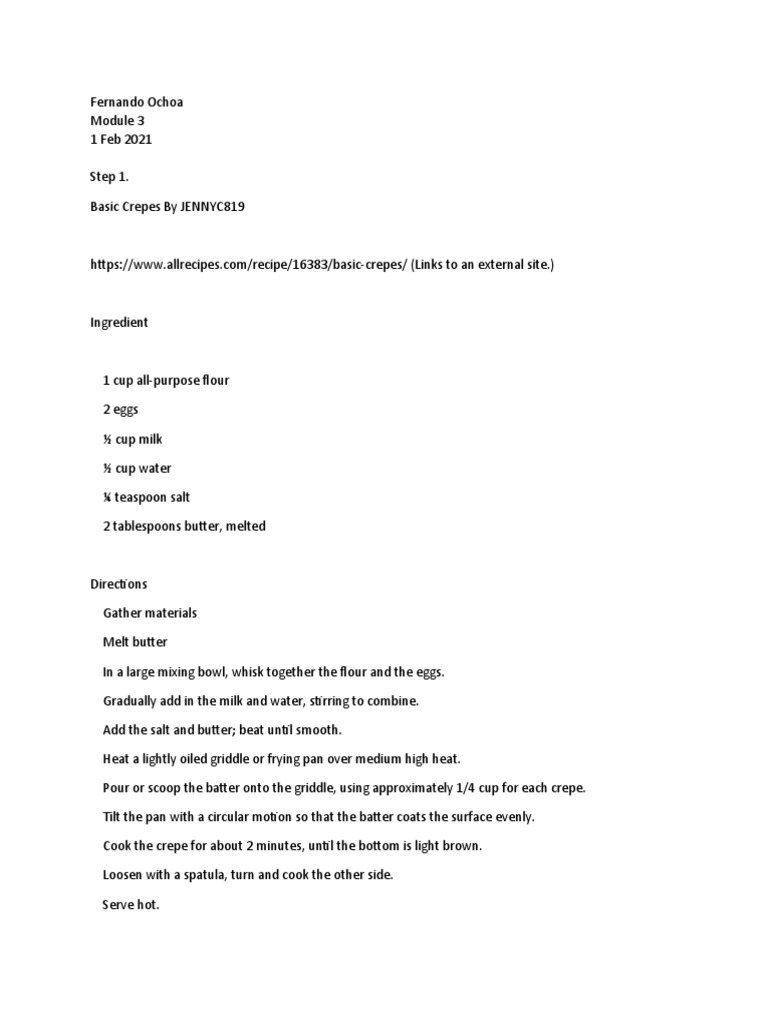 Module 3 Mapping A Recipe-Part 3 | PDF | Batter (Cooking) | Cuisine
