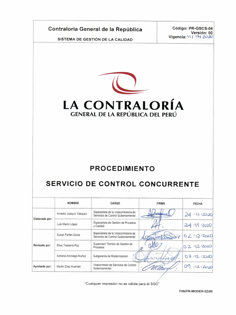 Procedimiento Control Concurrente | PDF