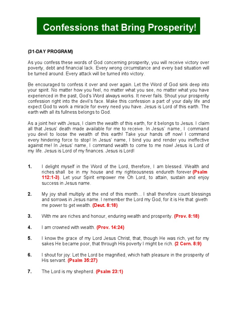 31-Day Prosperity Confession Program: Daily Declarations for Financial ...