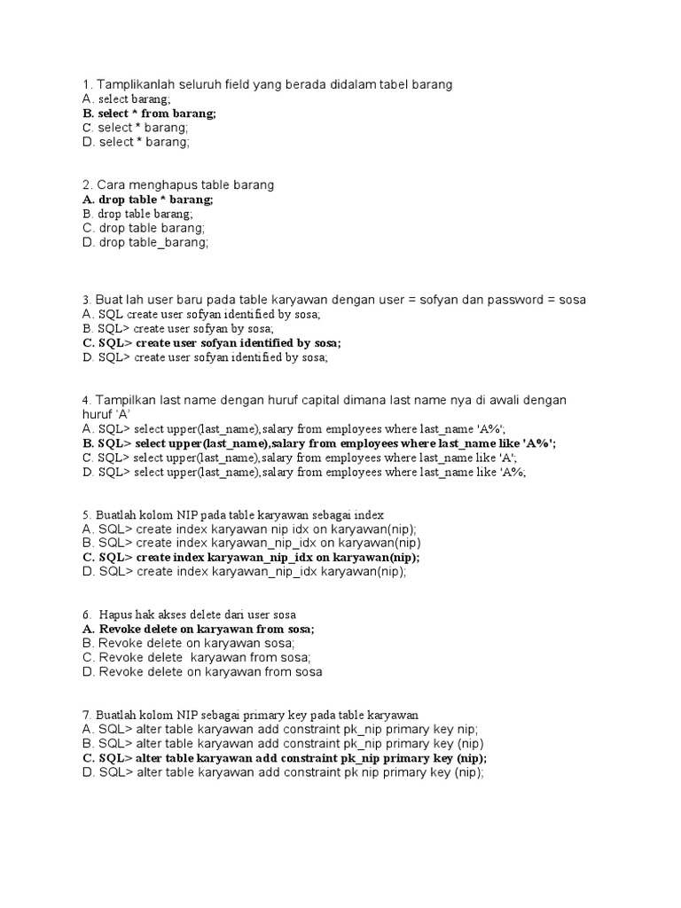 Kumpulan Soal Basis Data | PDF