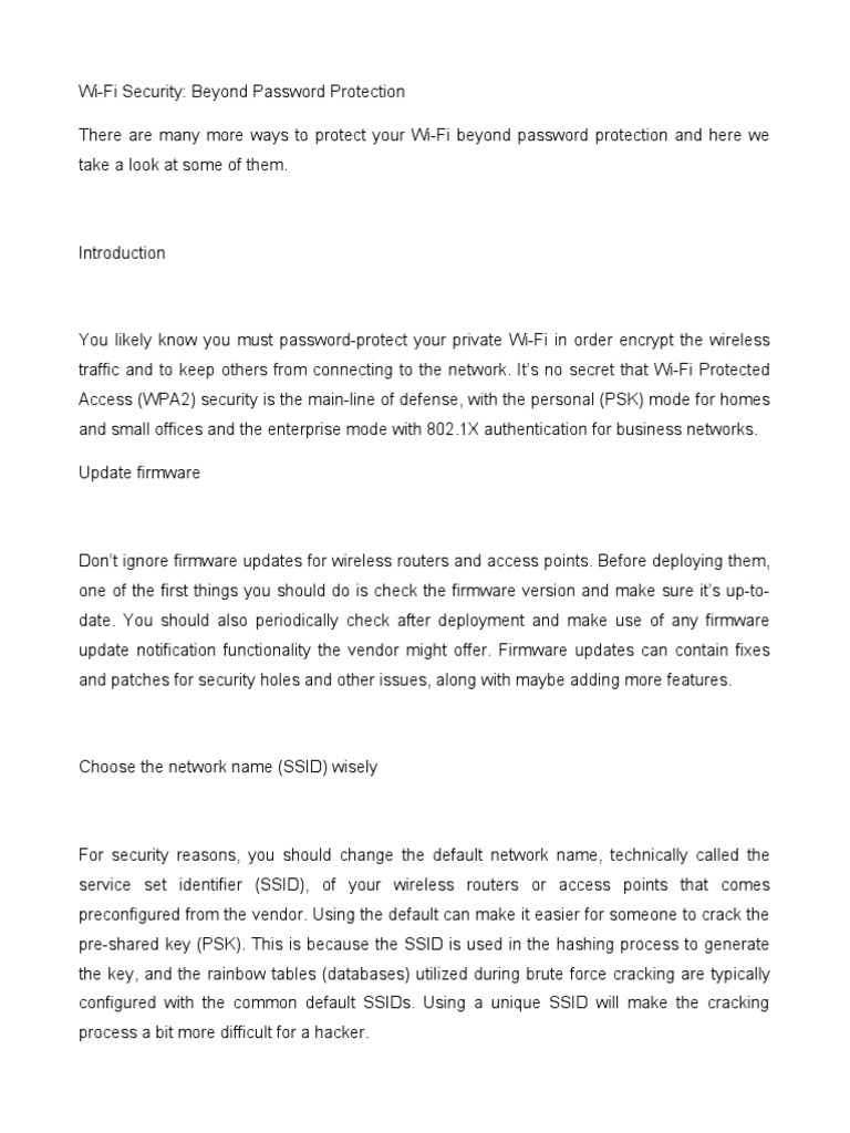 Wi Fi Protection | PDF | Wi Fi | Wireless Access Point