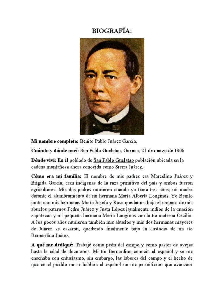 Biografía Benito Juárez Pdf