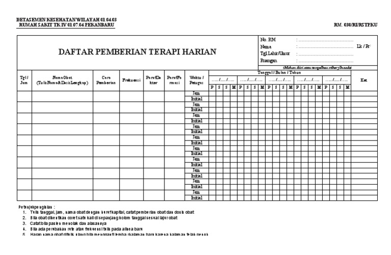RM 30 Daftar Terapi Harian | PDF