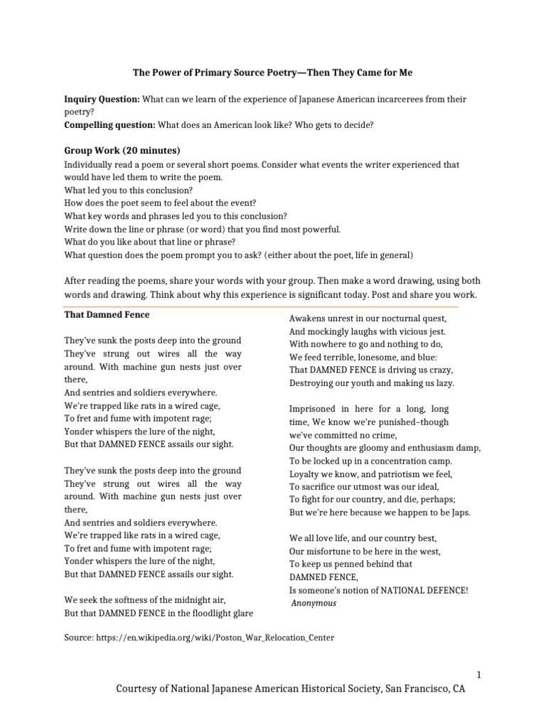 Internment Poetry | PDF