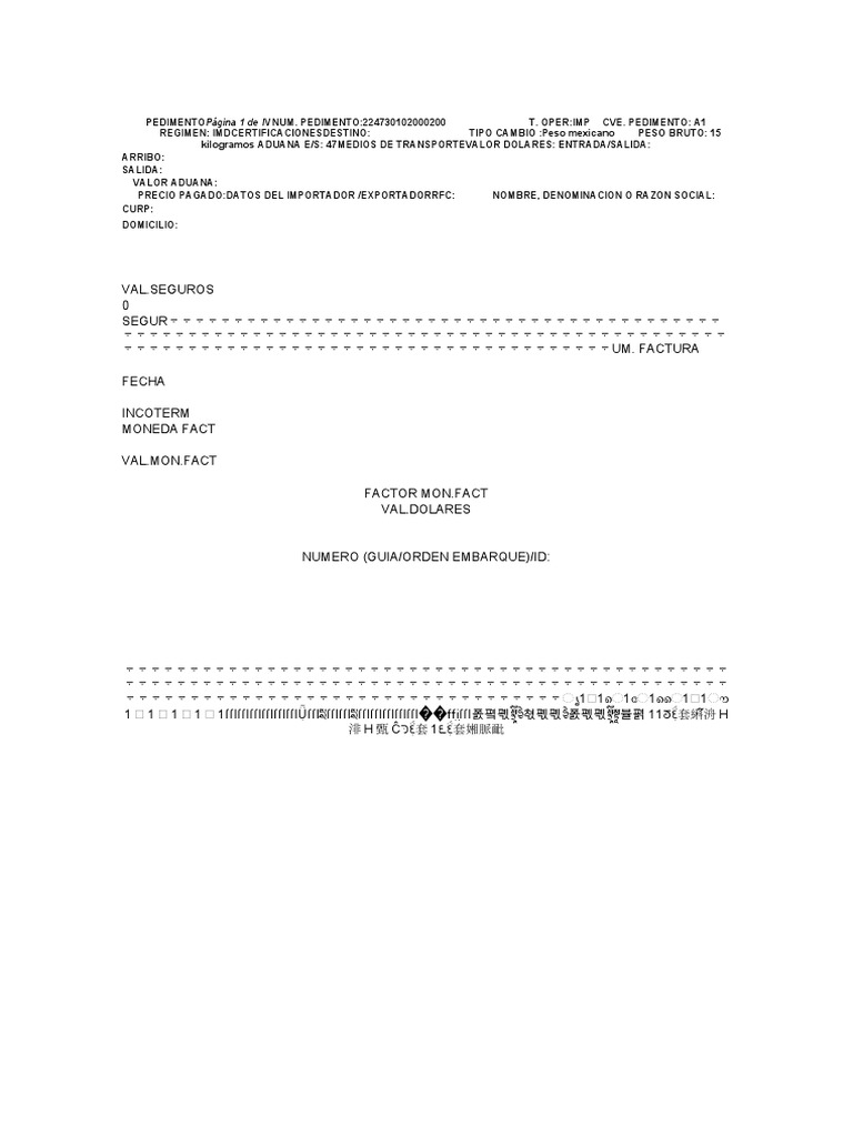 Ejemplo de Pedimento A1 para Importación | PDF