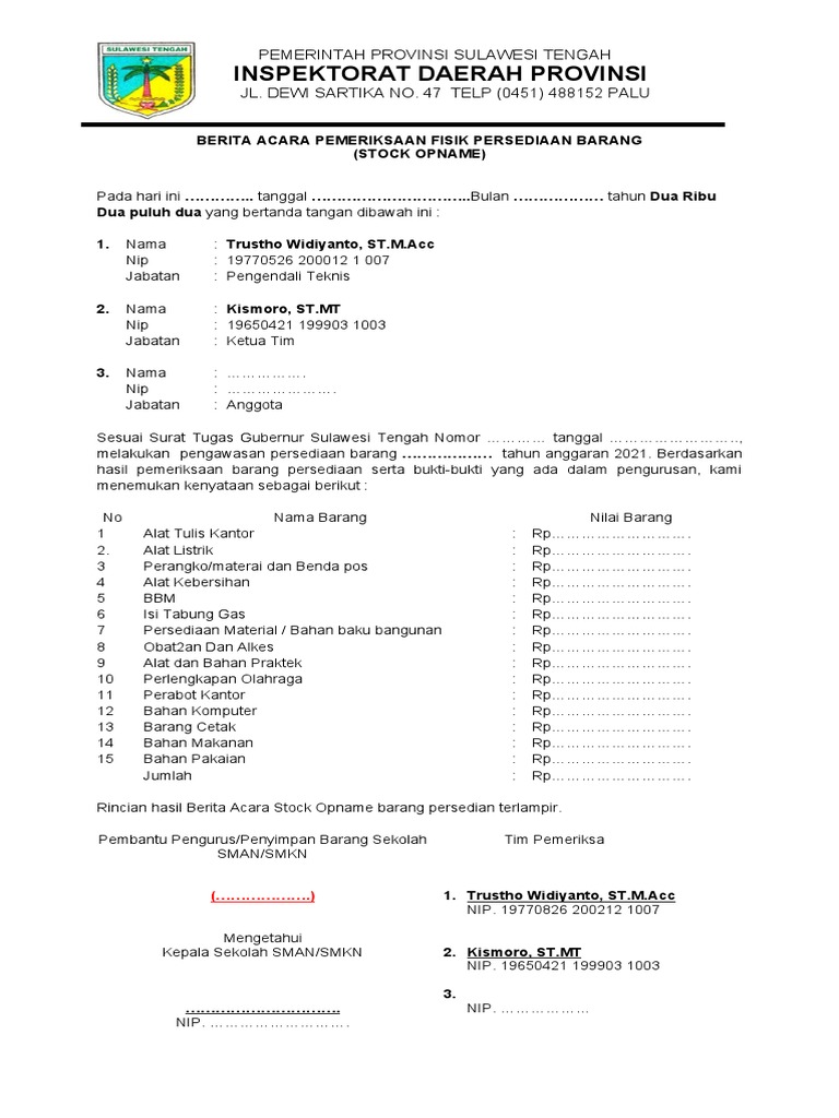 Format BAP Fisik Barang | PDF