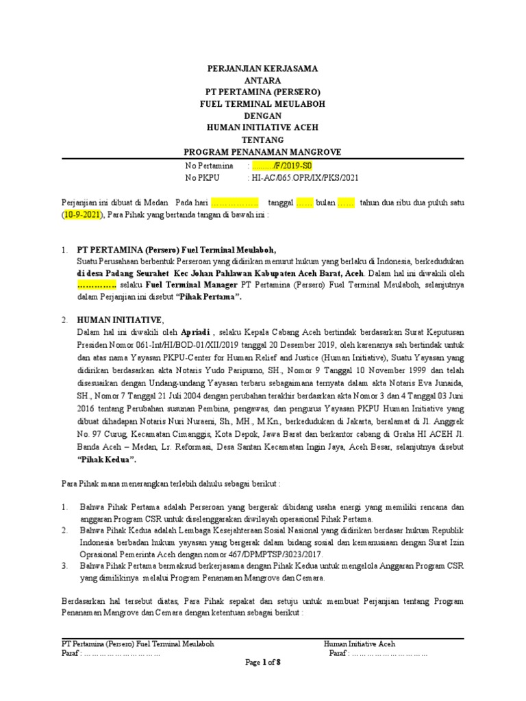 Draft SPJ Penanaman Mangrove | PDF