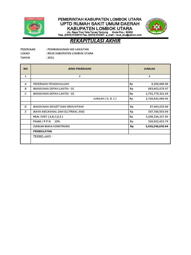 Rab Rsud Tanjung | PDF