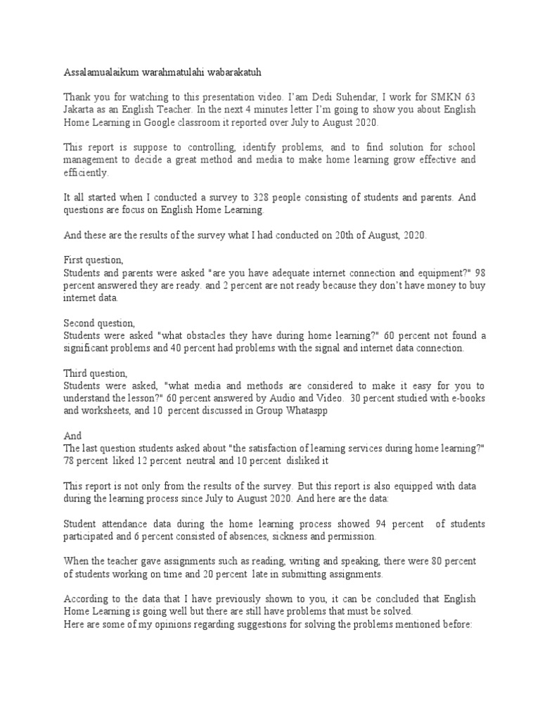 Contoh Script Narasi Report Presentation-1 | PDF | Teachers | Learning