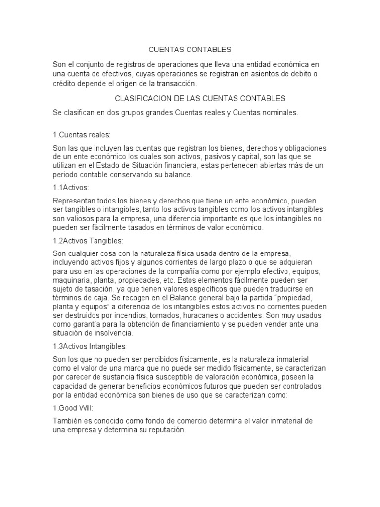 Clasificacion de Las Cuentas Contables | PDF | Contabilidad | Business