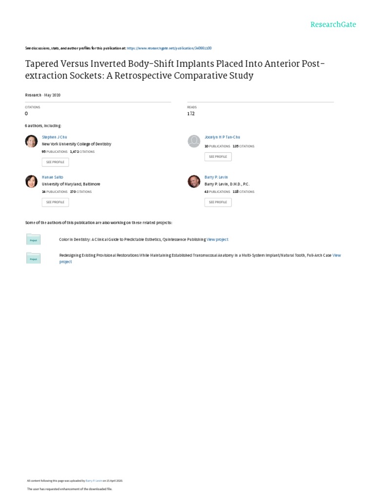 IMPLANTOLOGÍA. Tarnow Tapered Versus Inverted Body-Shift Implants Placed Into Anterior Post ...