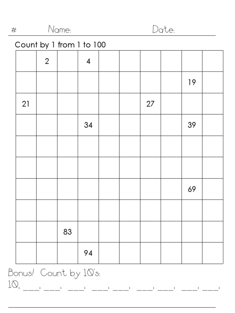 1 To 100 Chart Plus 10s 2013 | PDF