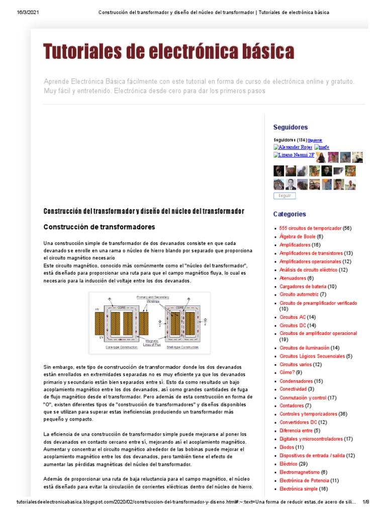 Construcción Del Transformador y Diseño Del Núcleo Del Transformador | PDF | Transformador ...