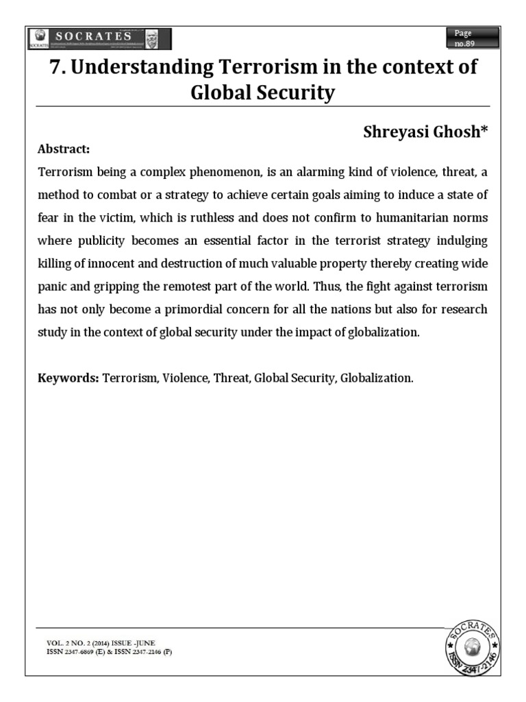 Understanding Terrorism and Global Security | PDF | Globalization ...