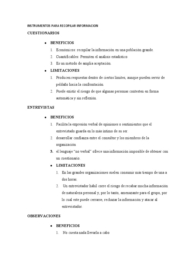 Repaso Instrumentos para Recopilar Informacion | Descargar gratis PDF ...