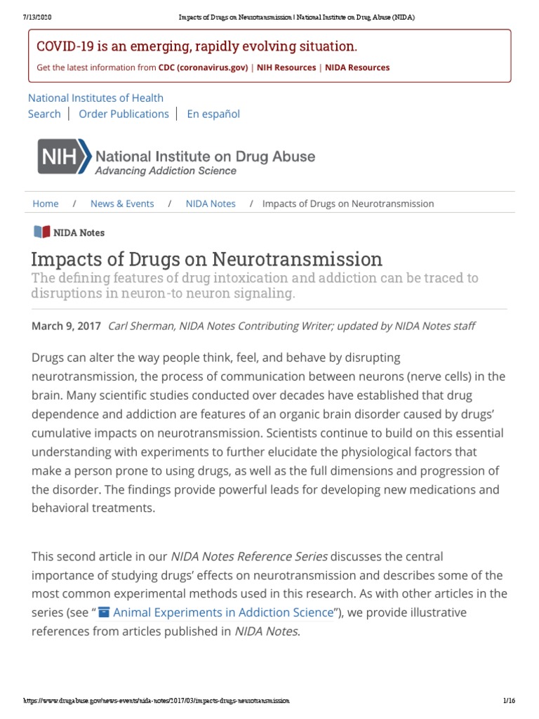 Impacts of Drugs On Neurotransmission - National Institute On Drug ...