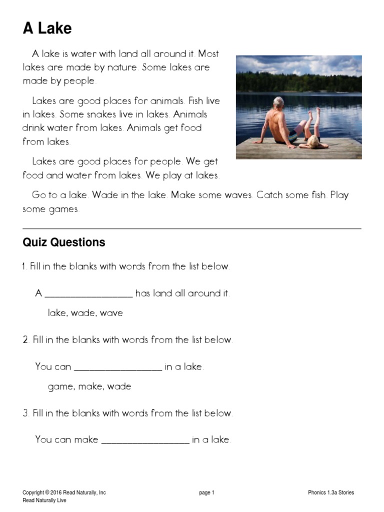 A Lake: Quiz Questions | PDF | Lion | Flute