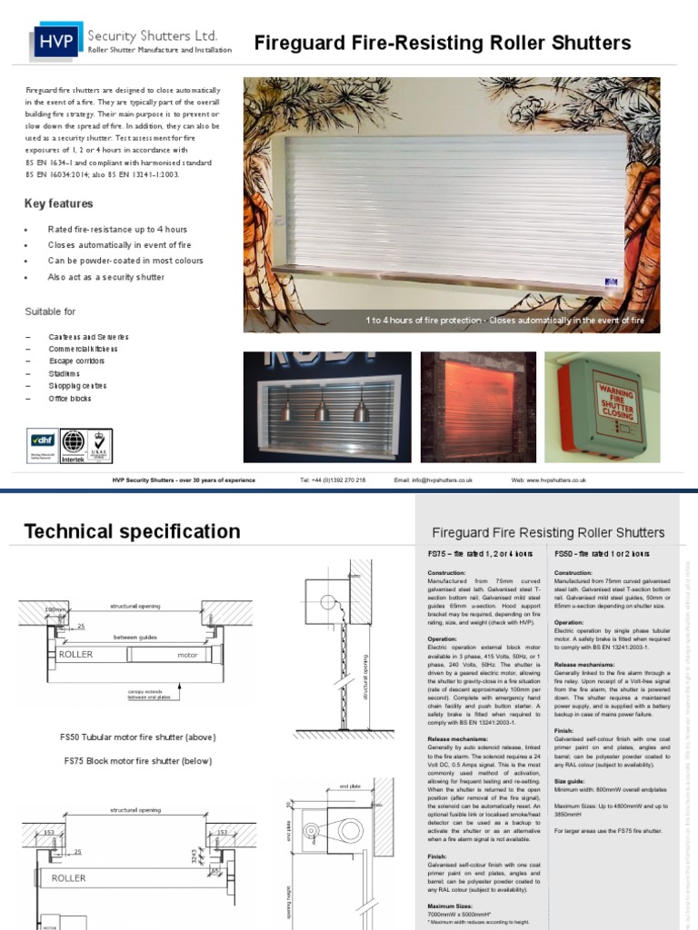 Fireguard Roller Shutters Overview | PDF | Electric Motor ...