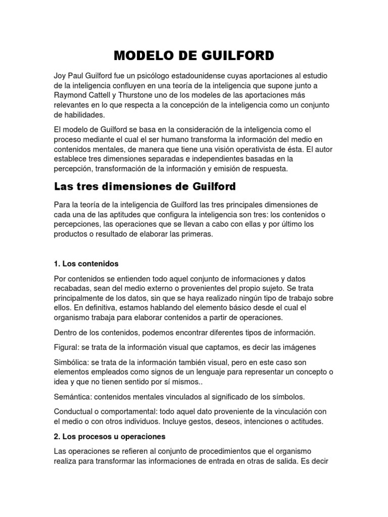 Modelo de Inteligencia de Guilford | PDF | Inteligencia | Mente