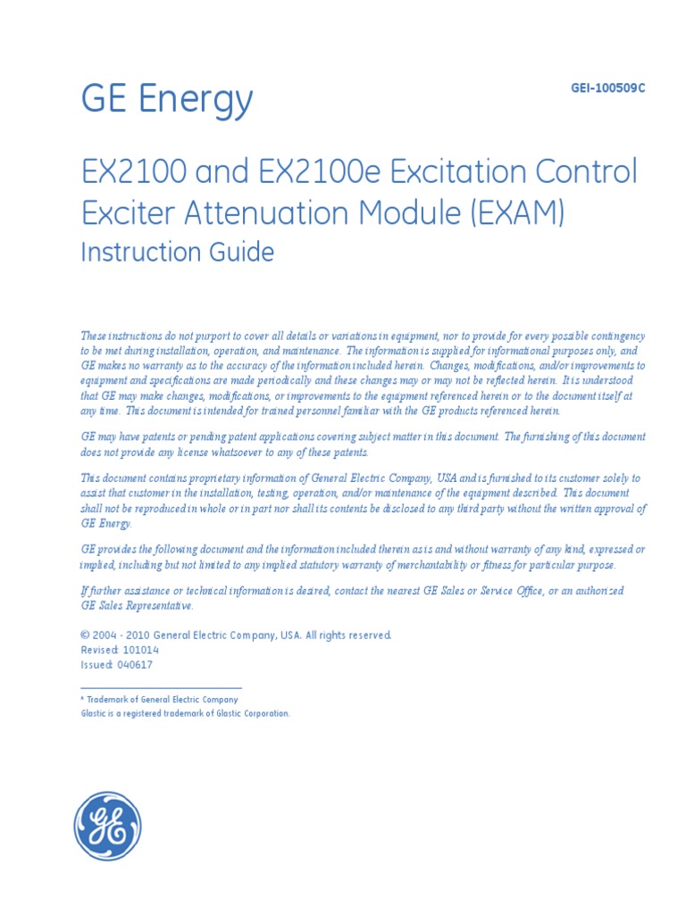 GEI-100509-EX2100 and EX2100e Excitation Control Exciter Attenuation ...