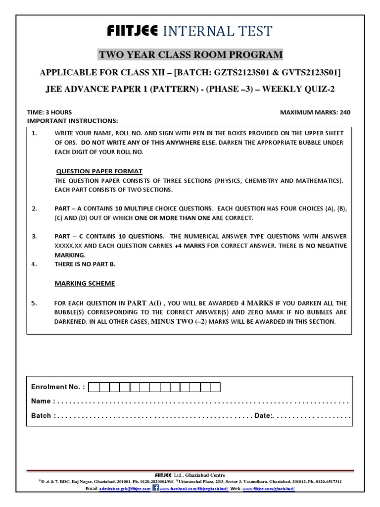 Waq 2 - Jee Advance Paper 1 | PDF | Gases | Continuum Mechanics