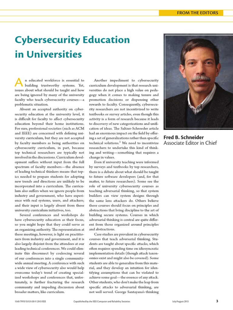 Cybersecurity Education in Universities | PDF | Computer Security ...