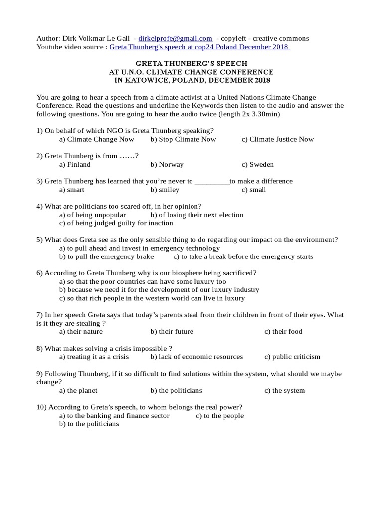 Greta Thunbergs Speech | PDF