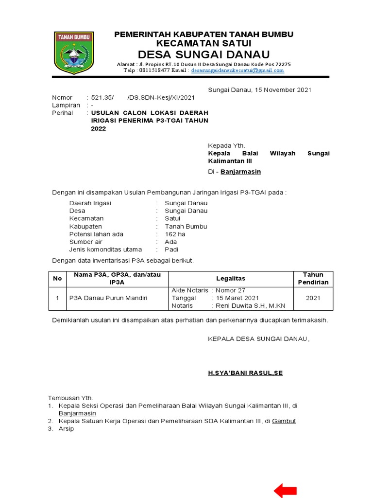 Usulan Calon Penerima P3-TGAI 2022 P3A Danau Purun Mandiri | PDF