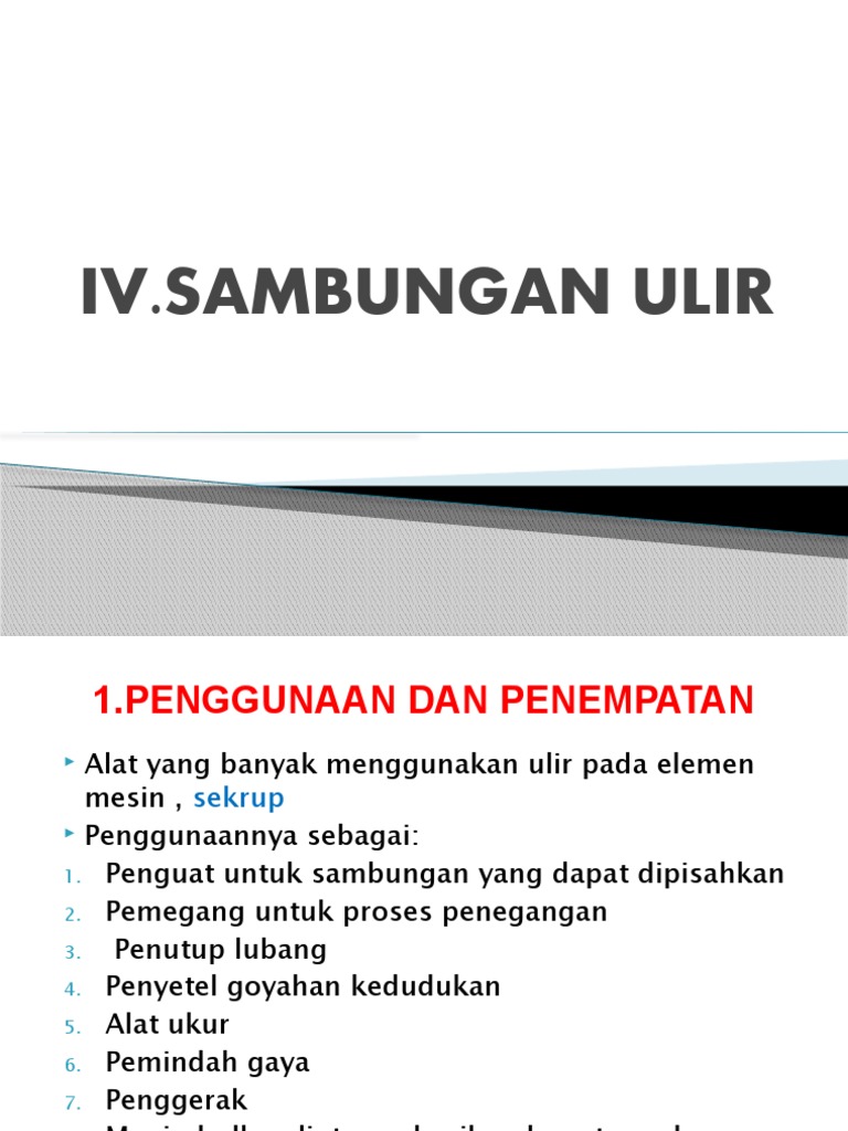 Penggunaan dan Perhitungan Ulir Baut | PDF